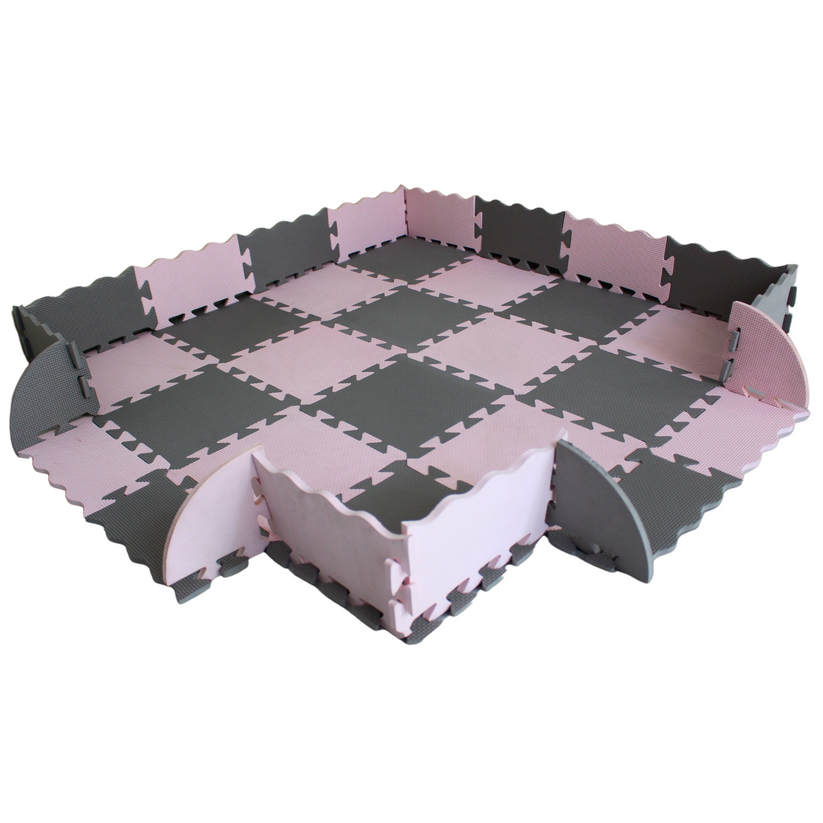 SCANDi Interlocking Kids Play Mat with Fence | Blush Pink – Polytag Shop